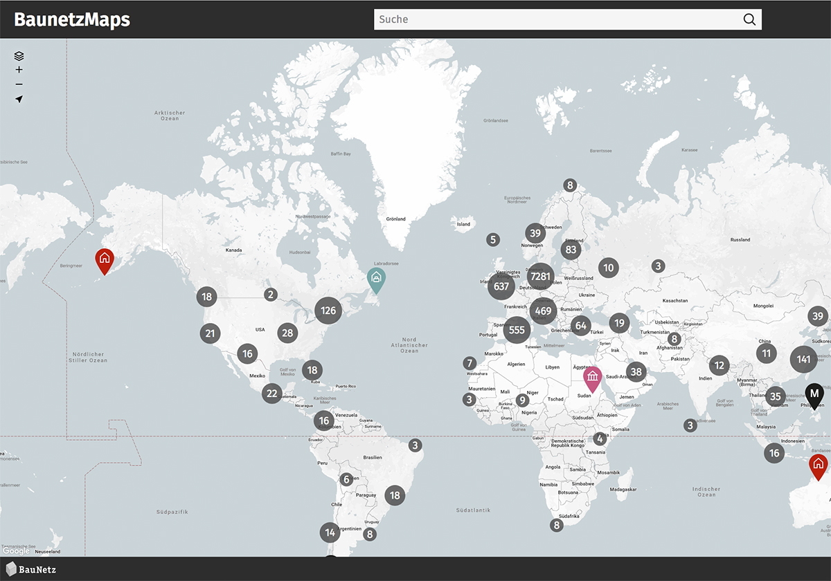 Bildergalerie zu: Relaunch der BauNetz Maps / Weltweit vor Ort ...
